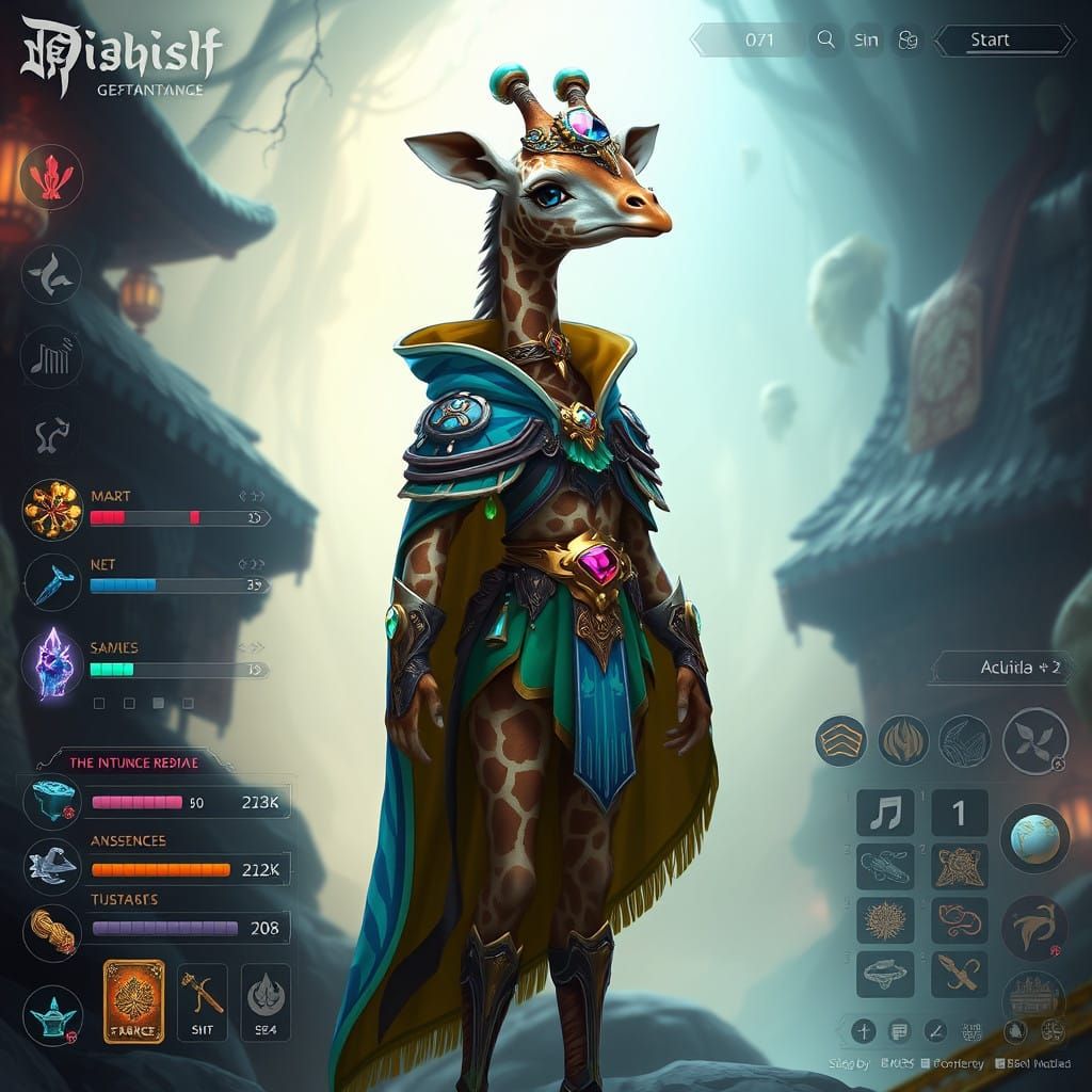 Giraffe Girl in Vibrant Fantasy Realm, Isekai RPG ... - AI Art