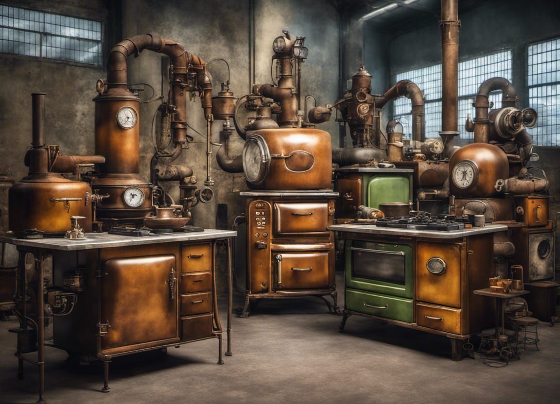 upcycled factory;old kitchen appliances upcycled into steam-driven ...