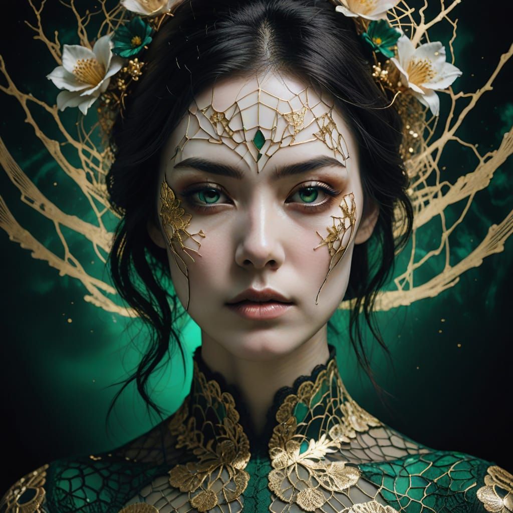 Surreal Retro-Futuristic Portrait with Double Expo... - AI Art