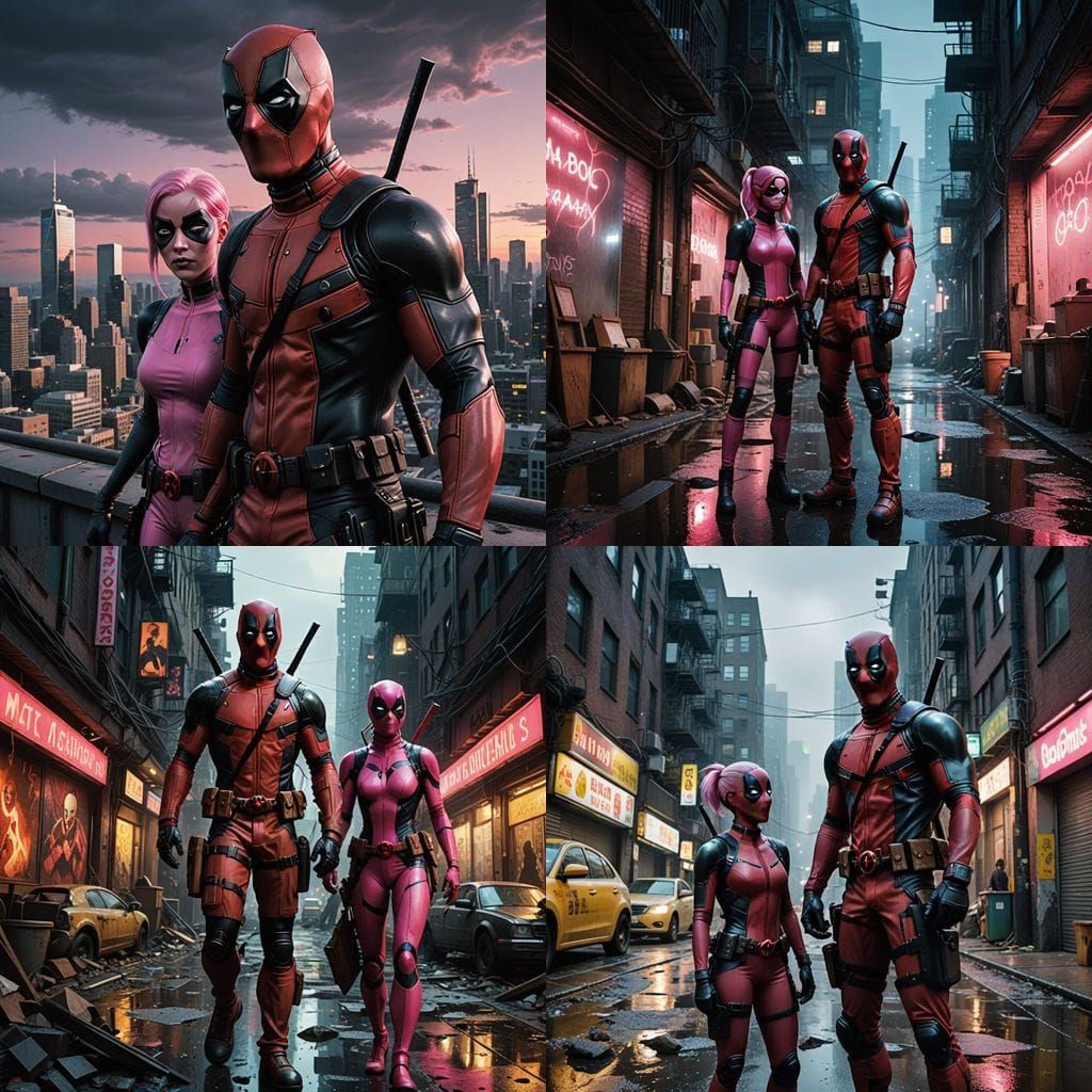 Deadpool with pink spidergirl - Deadpool Meets Pink Spidergi...