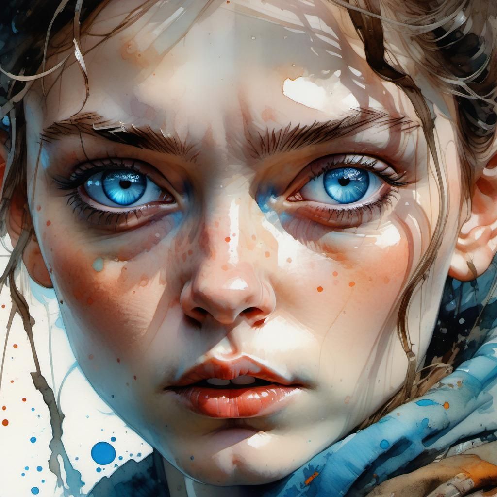 blue eyed portrait, illustration by Alessandro 'Talexi' Taini, in ...