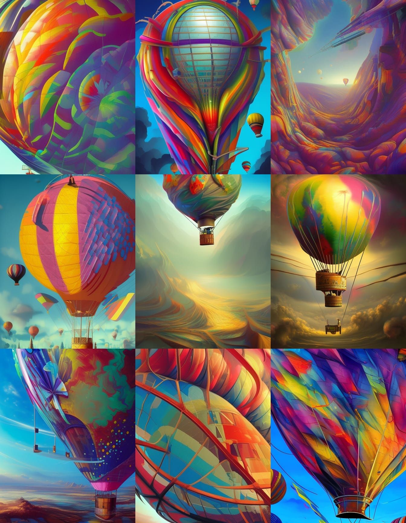 imagine a hyper-detailed hot air balloon, 8k resolution concept art ...