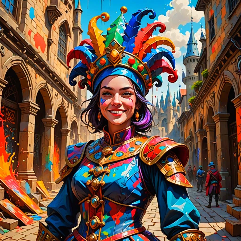 Medieval court jester woman joy - Medieval court jester woma...