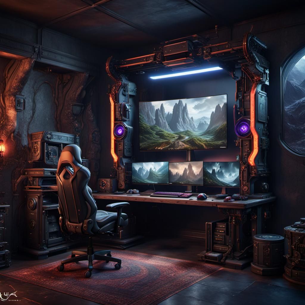 Ultimate Gaming PC set up - AI Generated Artwork - NightCafe Creator