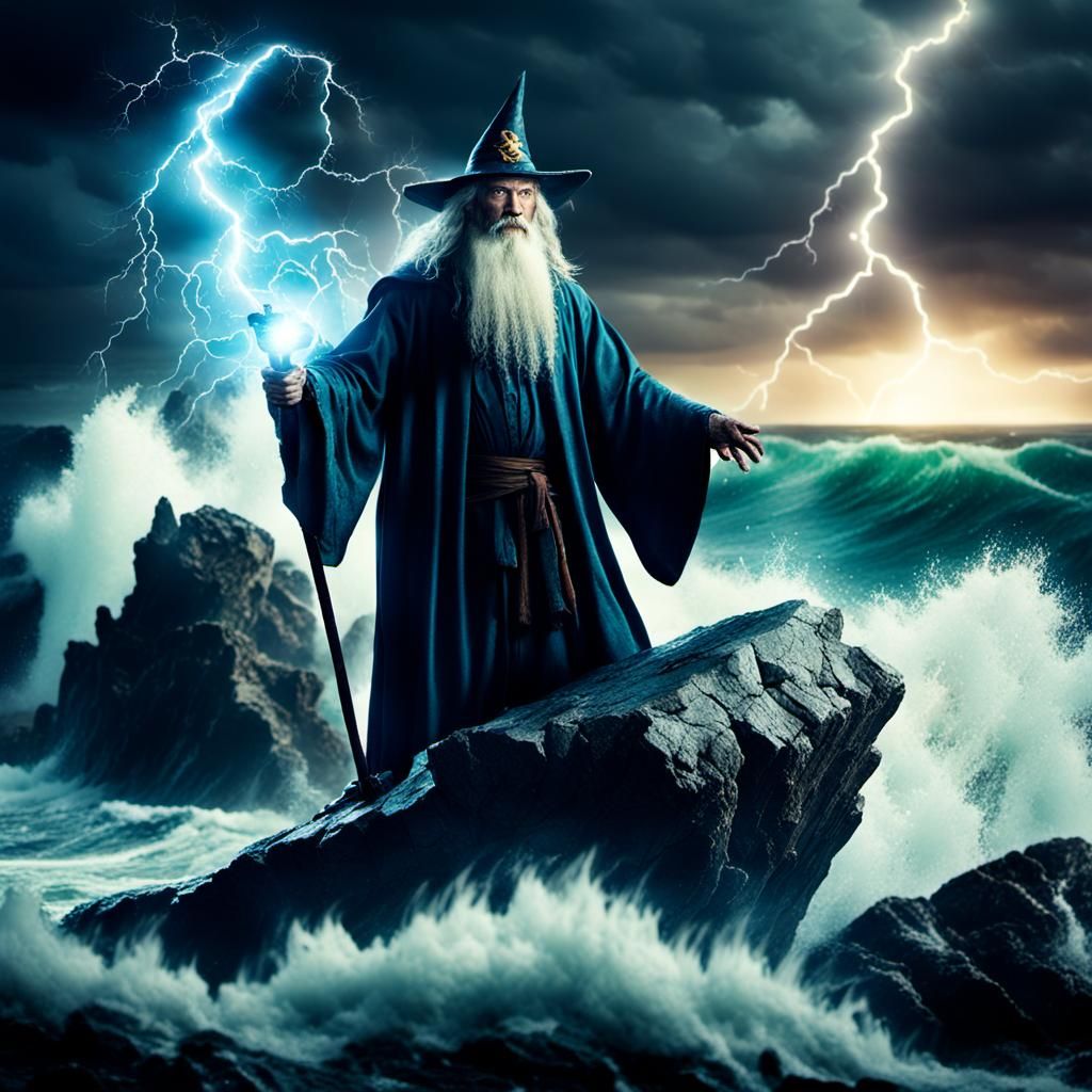 Wizard mastering controlling the ocean - AI Generated Artwork ...