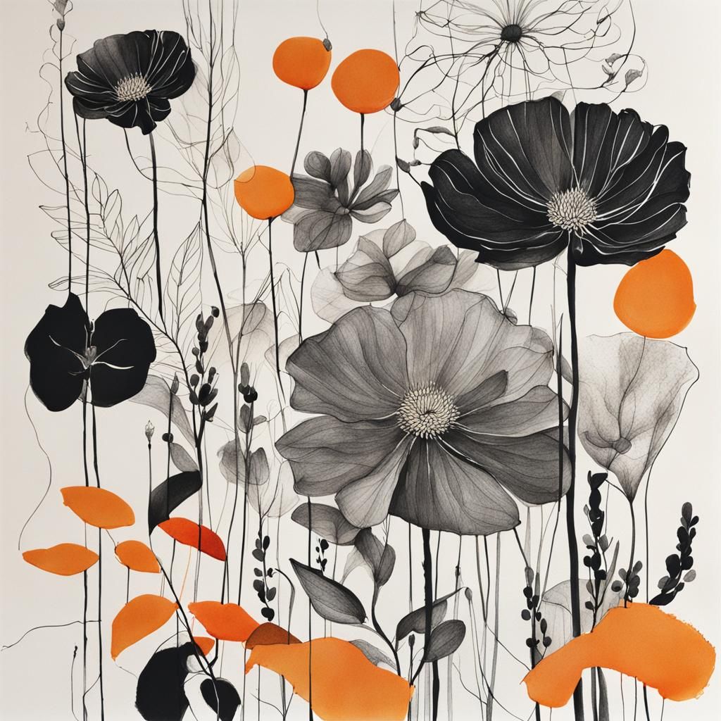 "botanical ink drawings, using shades and lines to enhance the beauty ...