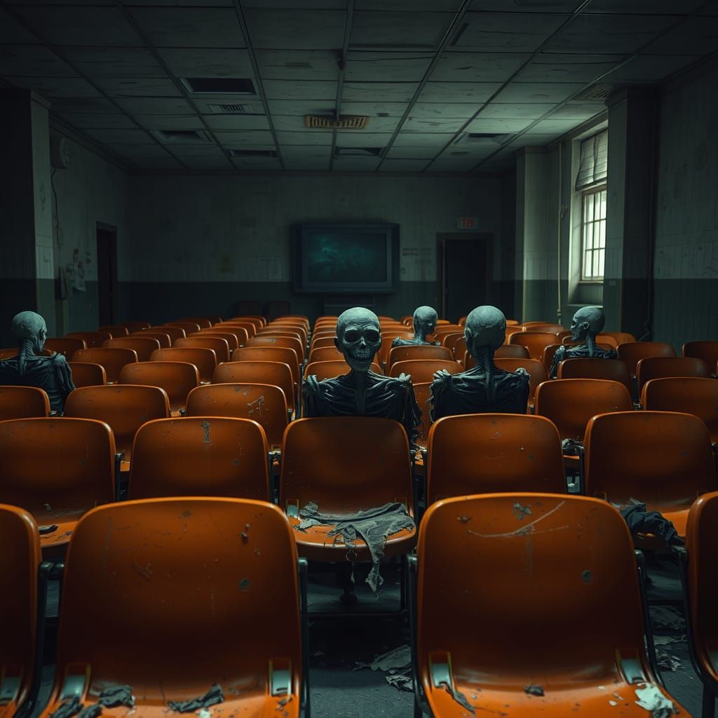 dmv waiting room. . - Abandoned DMV Waiting Room in a Gritt...