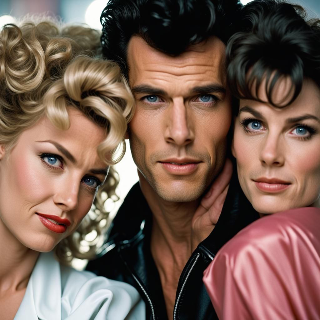 it's grease lightning, the cast posing for the film grease. lost of ...