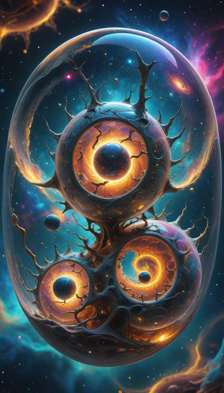 cell calling - Ethereal Cosmic Fetus in Vibrant, Swirling S...