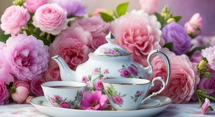 Flowery Tea - AI Generated Artwork - NightCafe Creator