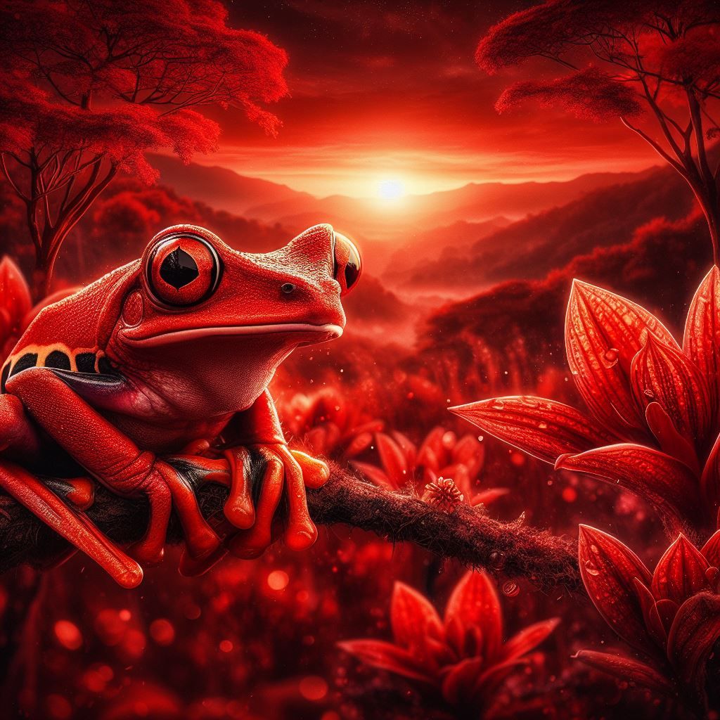 Red Sunset Frog - AI Generated Artwork - NightCafe Creator
