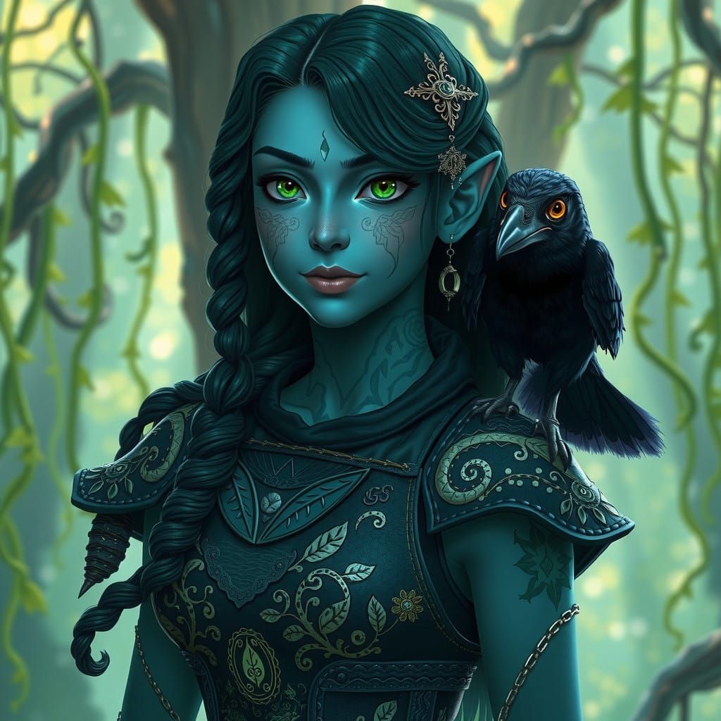 Enchanted Merfolk Warlock in Whimsical Folk Art St... - AI Art