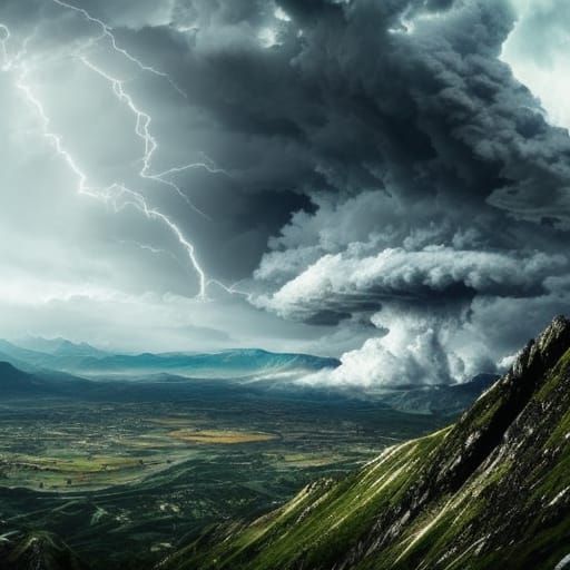 View of storm clouds on a mountain top Epic cinematic brilliant ...