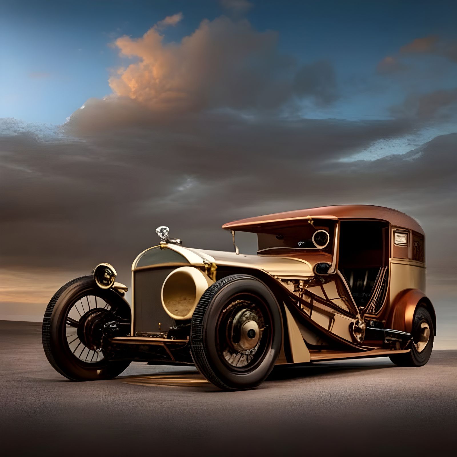 Steampunk style race car - AI Generated Artwork - NightCafe Creator