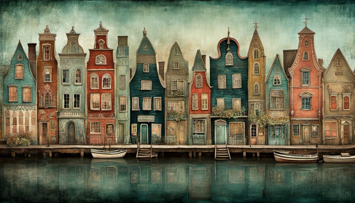 Amsterdam - Whimsical Cape Cod Landscape in Lowbrow Style
