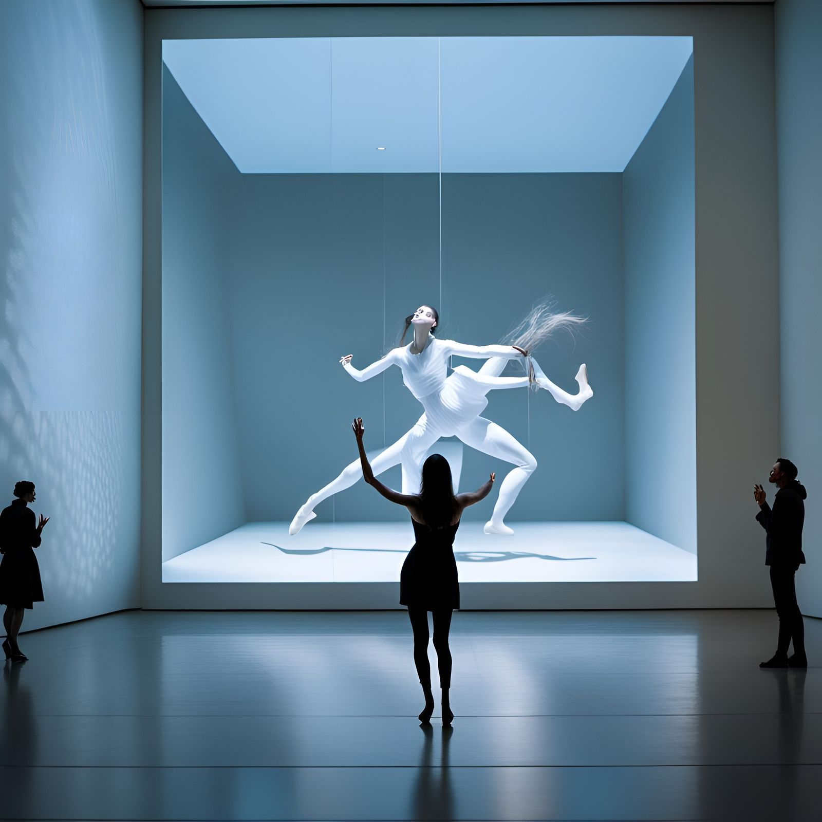 The word dancer made the 3D woman. And commanded the puppets on the strings. As if seen in the ...