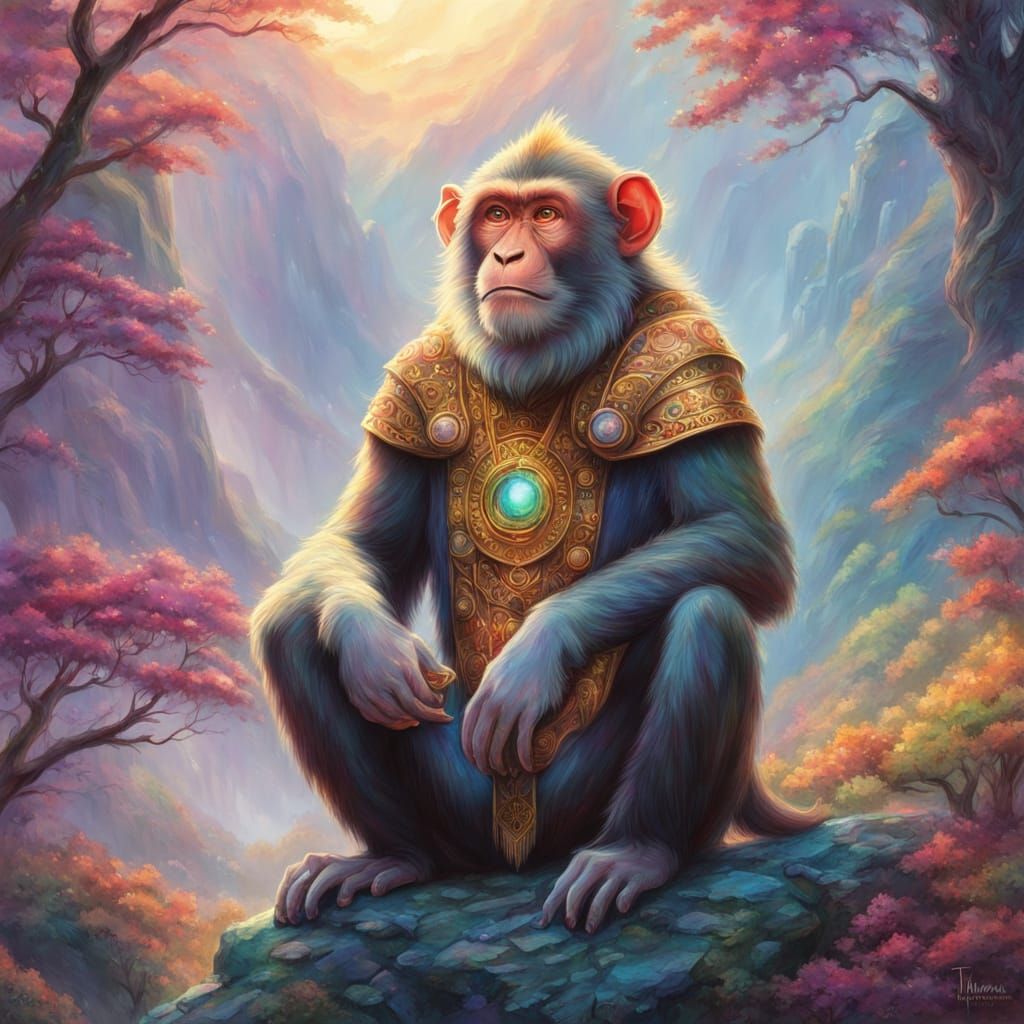 Six-Eared Macaque - Regal Six-Eared Macaque in Ethereal Fant...