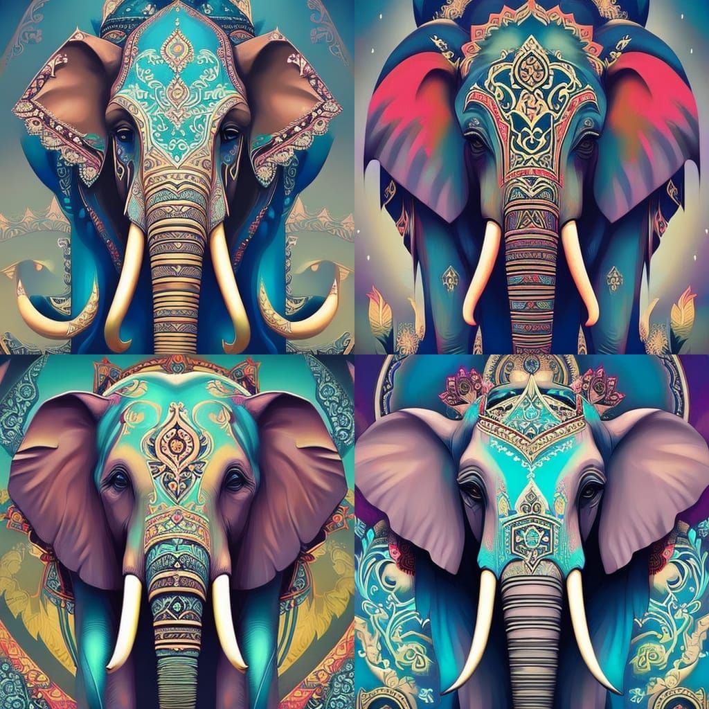 Blue Hindu Elephants 🐘 - AI Generated Artwork - NightCafe Creator