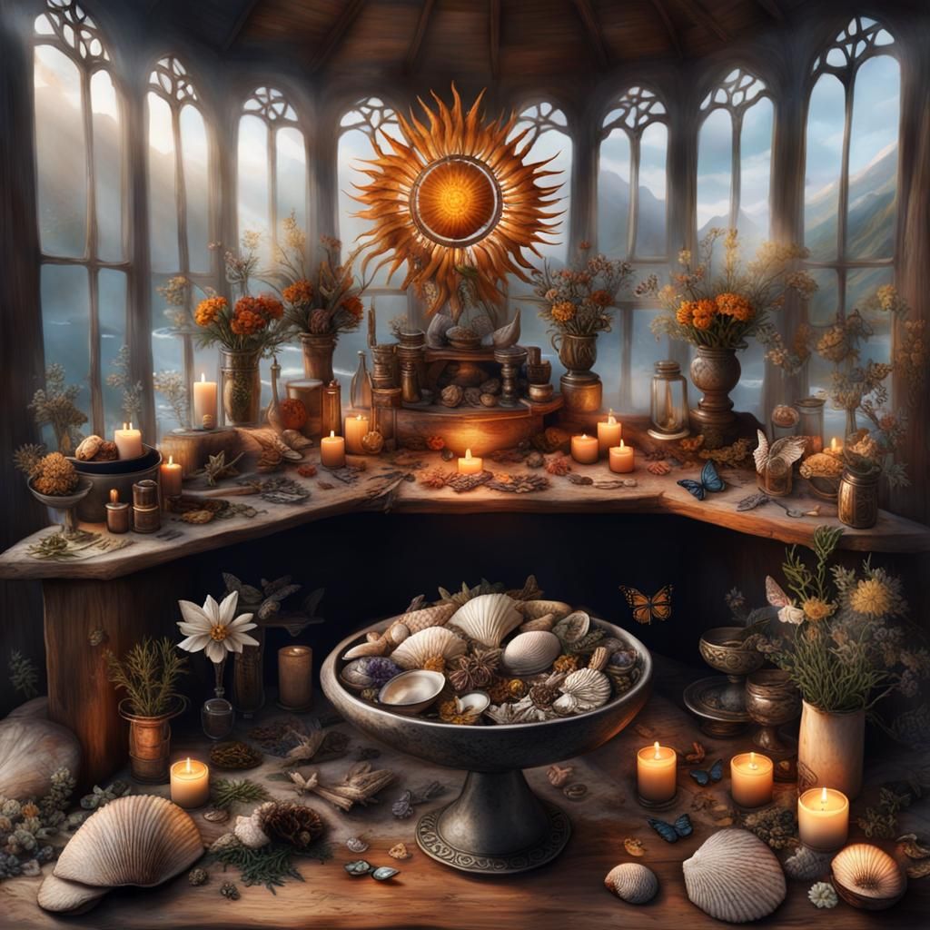 A litha/ summer solstice altar - AI Generated Artwork - NightCafe Creator