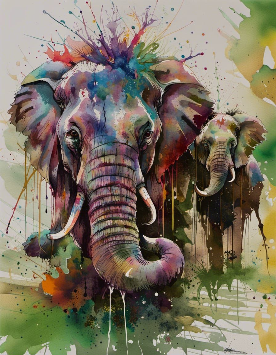 Technicolor Elephants - AI Generated Artwork - NightCafe Creator