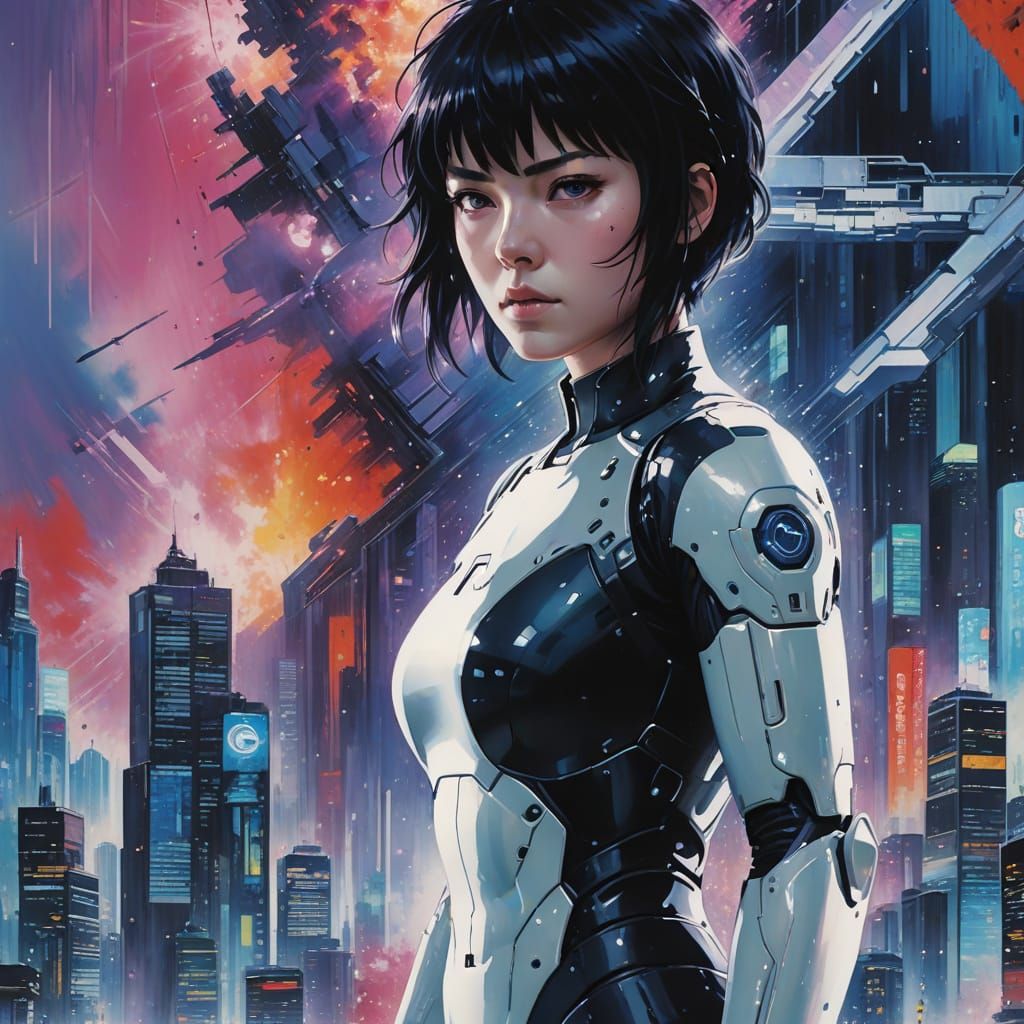 Hyperrealistic Ink and Oil Painting of Cyberpunk I... - AI Art