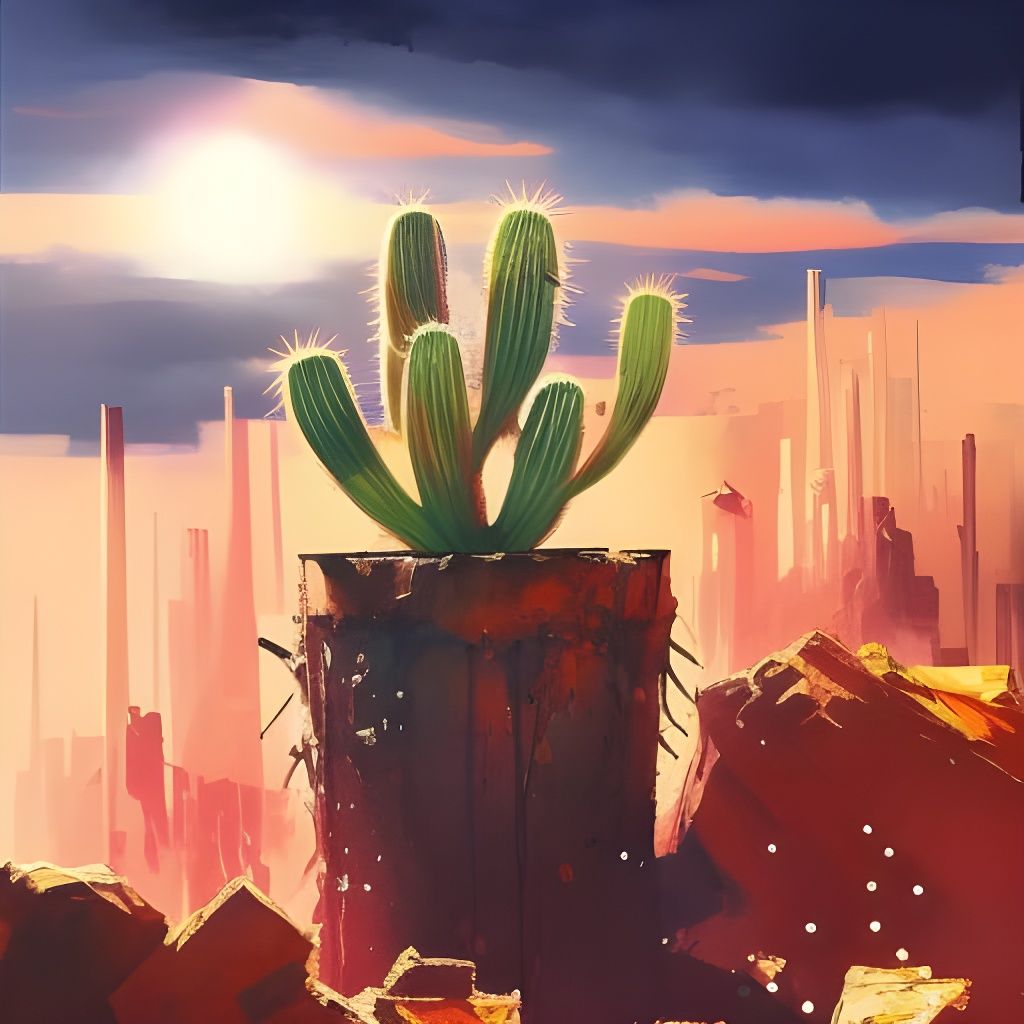 Cactus in an abstract background - AI Generated Artwork - NightCafe Creator