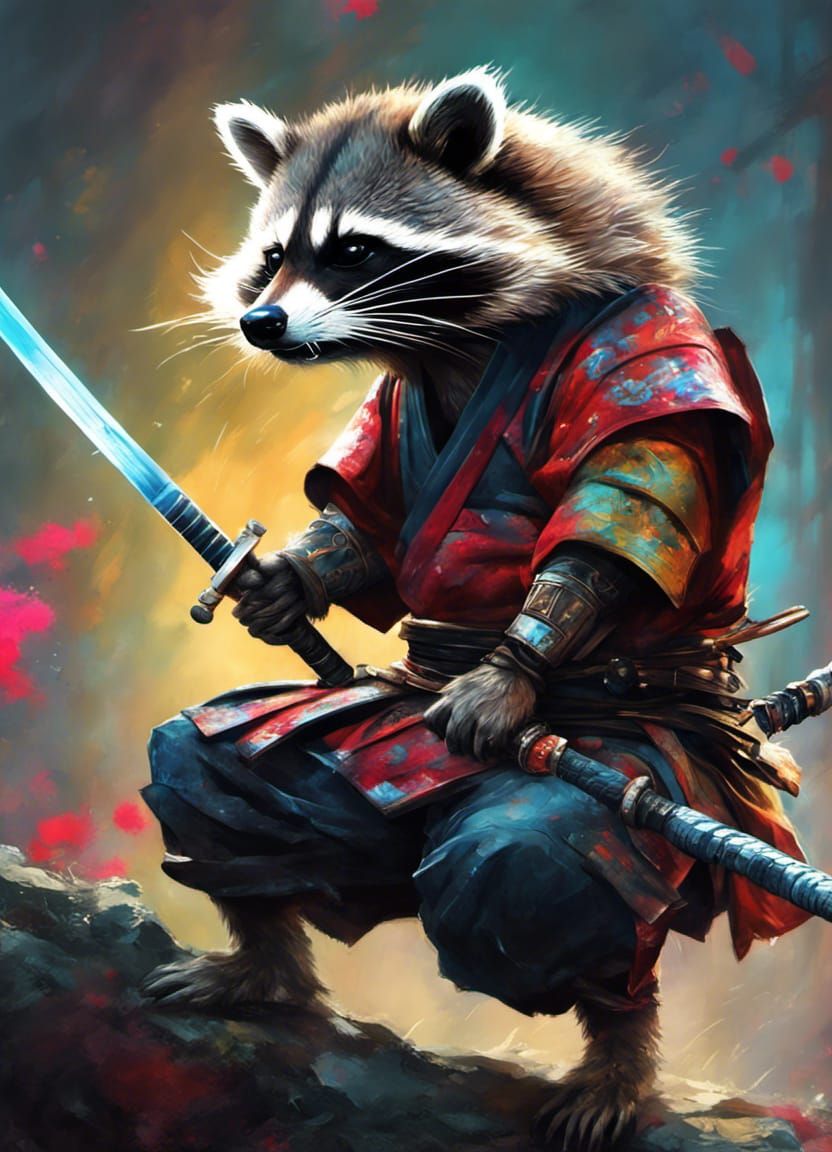A raccoon samurai - AI Generated Artwork - NightCafe Creator