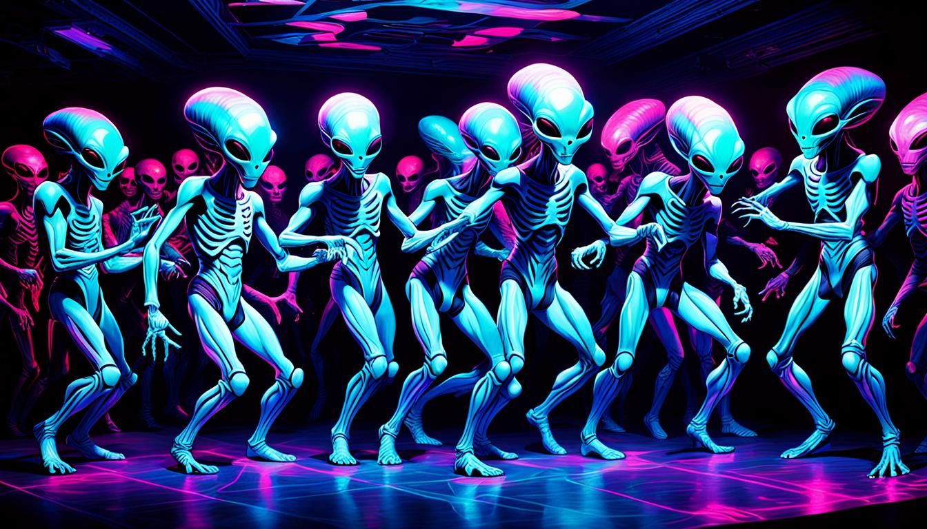 Aliens Line Dancing - AI Generated Artwork - NightCafe Creator