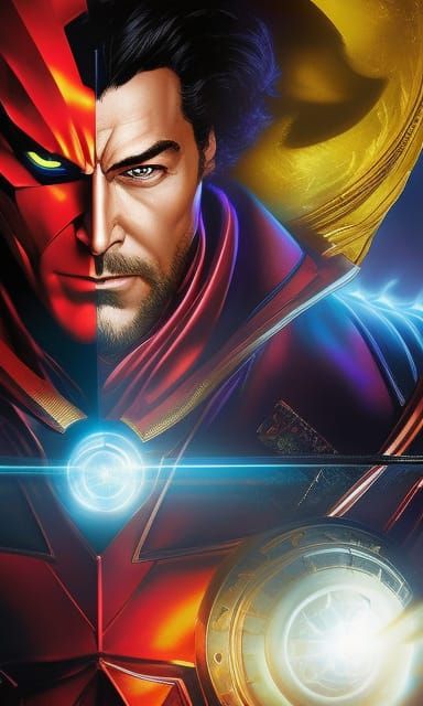 A head and shoulder portrait painting of Dr. Strange, the master of the ...