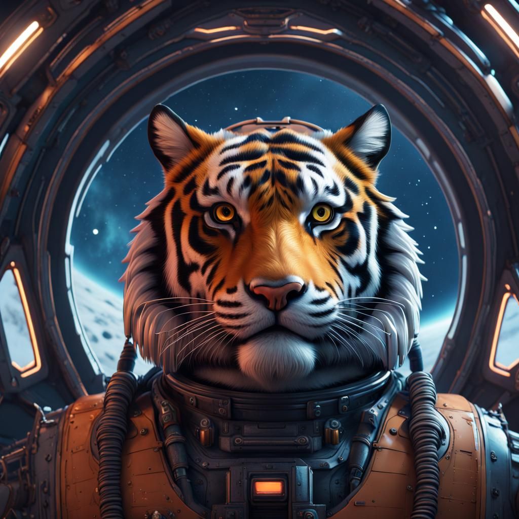 Tiger in space - AI Generated Artwork - NightCafe Creator