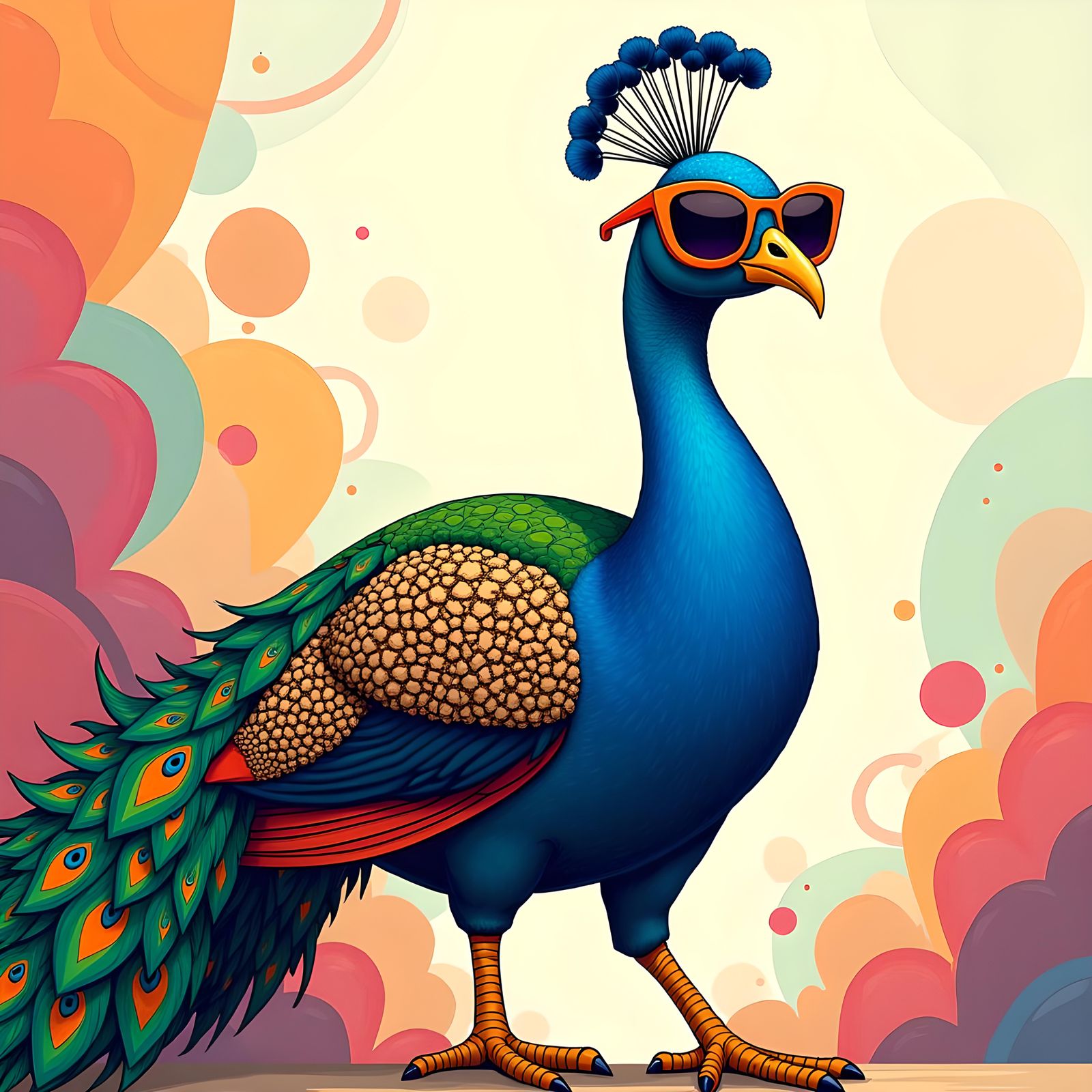 Proud as a Peacock - Happy Peacock Portrait in Detailed Digi...