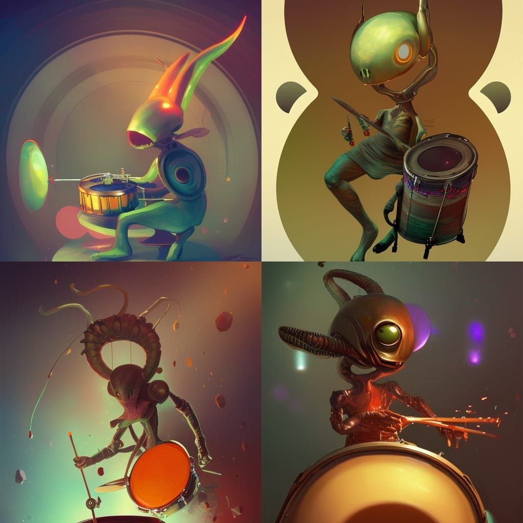 More aliens drumming - AI Generated Artwork - NightCafe Creator