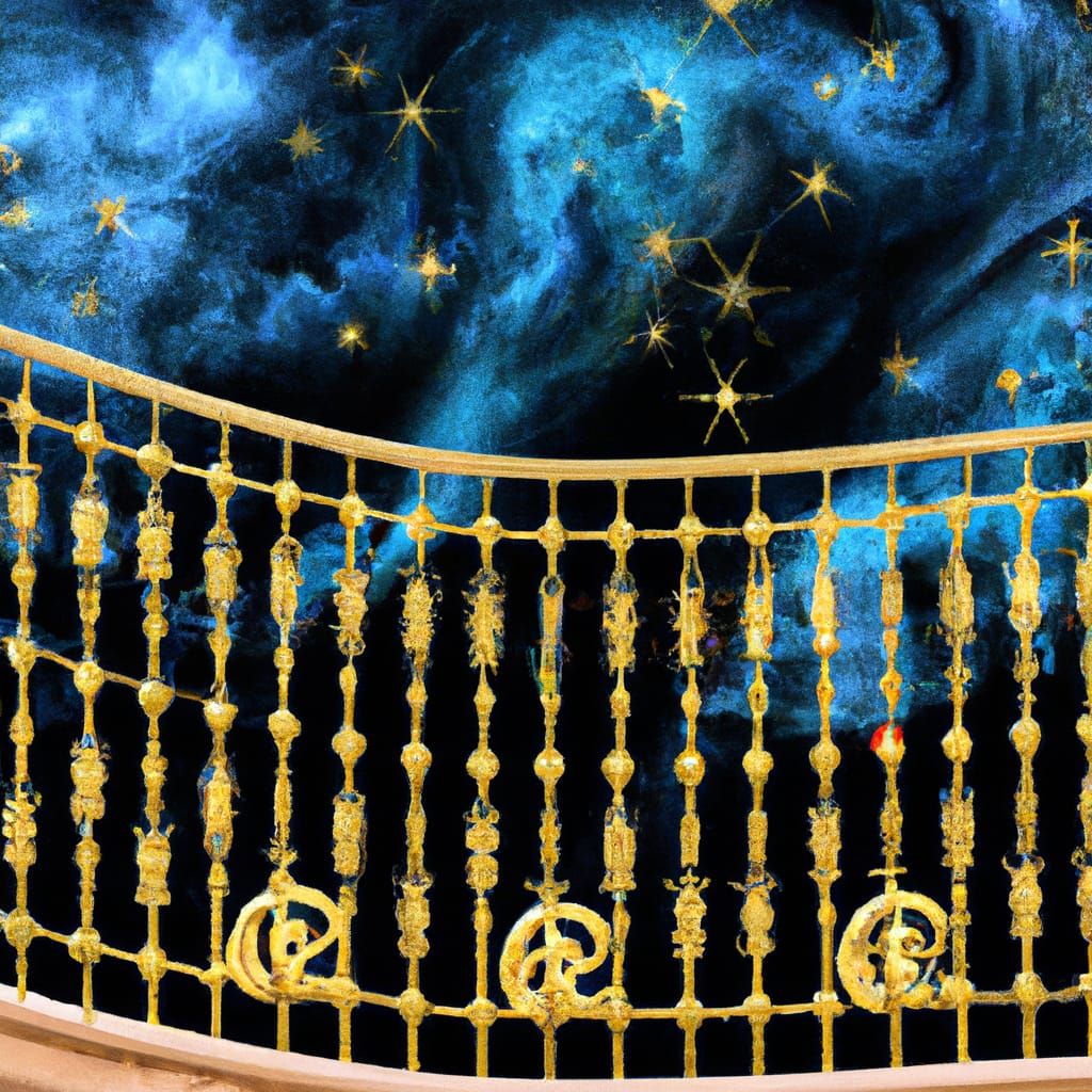 "Guarded golden railings just to frame the pretty stars" - AI Generated ...