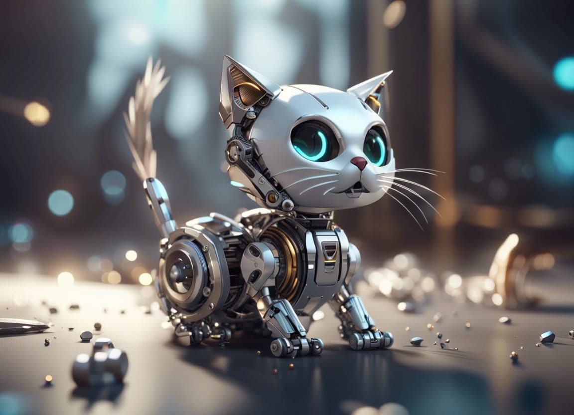 Cute little robo cat - AI Generated Artwork - NightCafe Creator