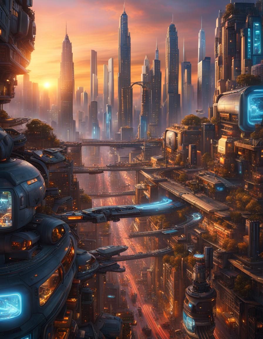 Robotic City - AI Generated Artwork - NightCafe Creator