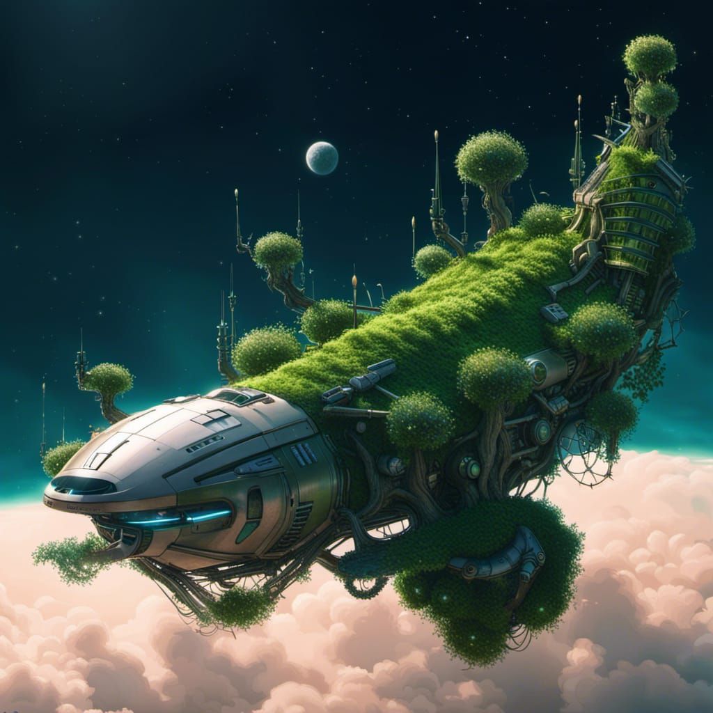 organic overgrown spaceship by Vladislav Ociacia, a spaceship made of ...