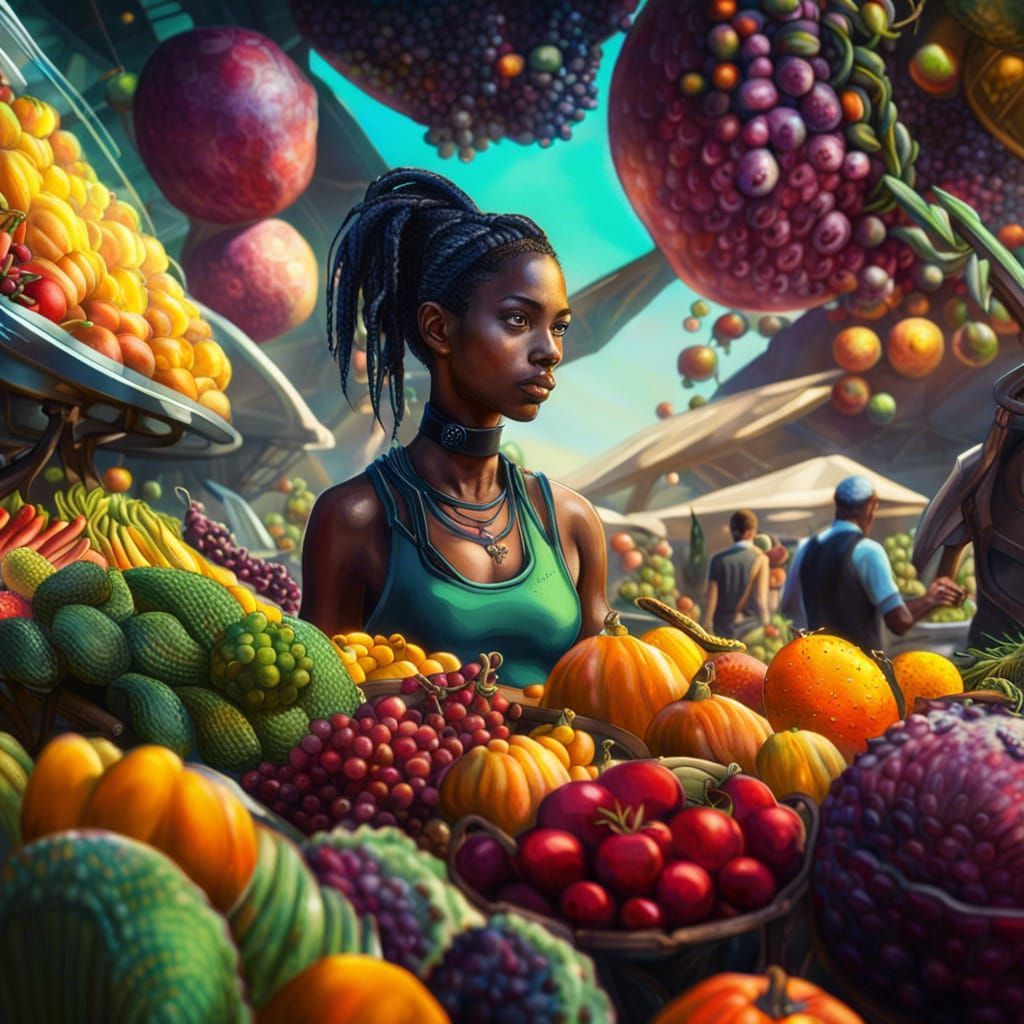Futuristic cyberpunk busy Farmers market on another planet - AI Generated Artwork - NightCafe ...