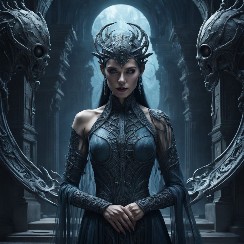 Welcome to my temple - Gothic Goddess at Ancient Temple Entr...