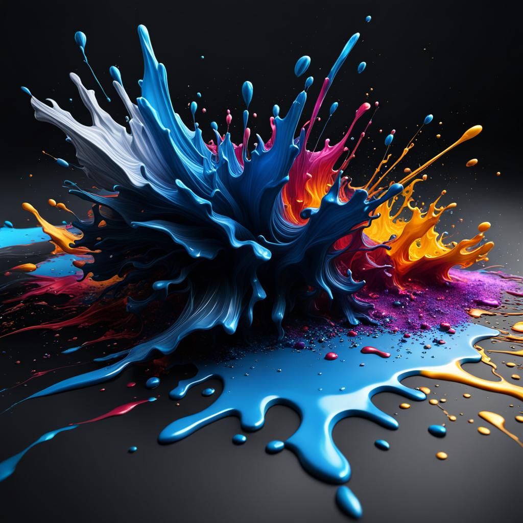 Ink splatter with details of contrast and light and dark shininess - AI ...