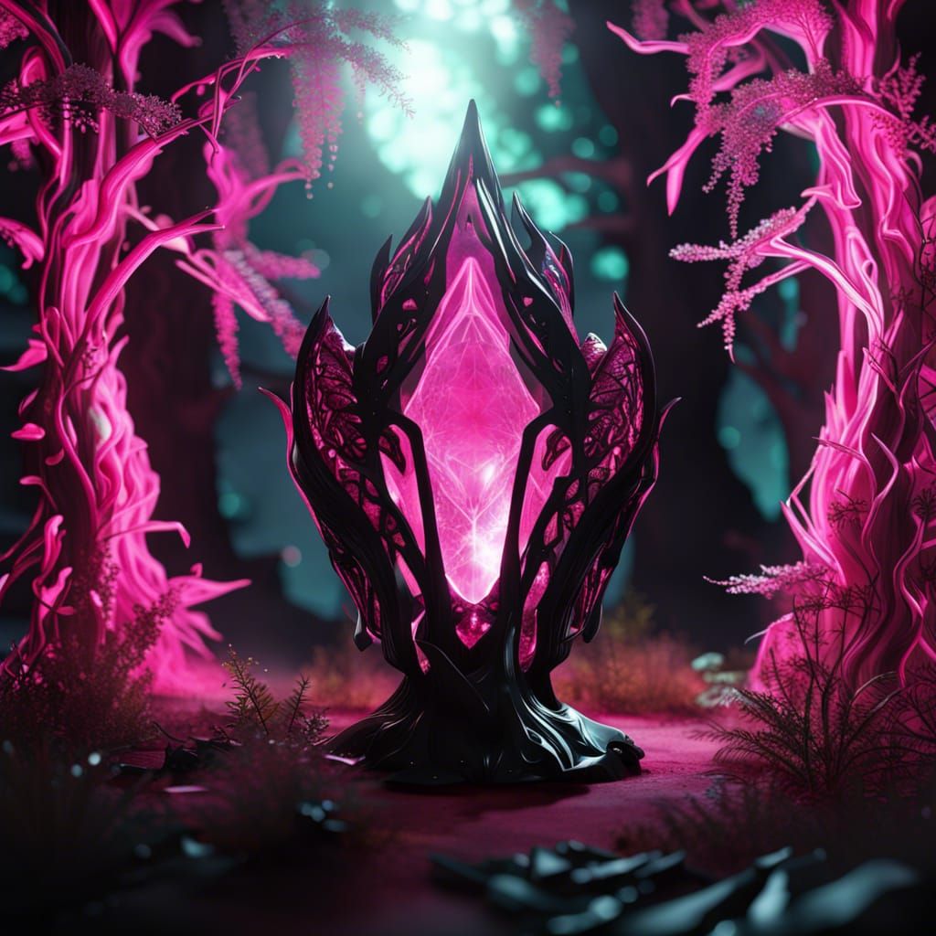 pink black crystal forest volt Prototype warframe colorful volumetric ...