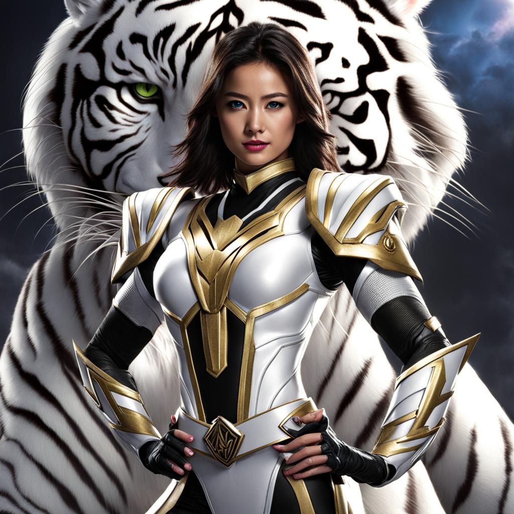 female white tiger power ranger - AI Generated Artwork - NightCafe Creator