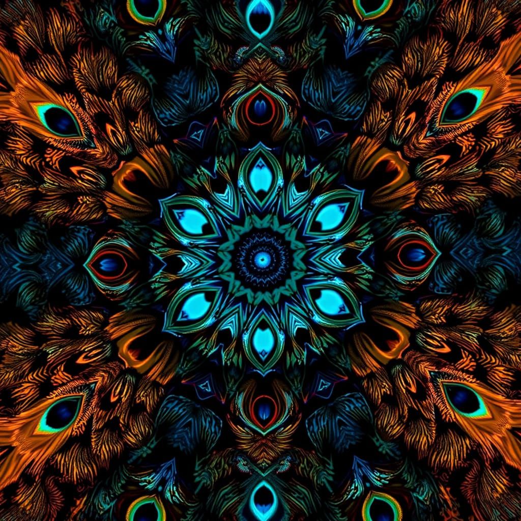 Peacock feathers - Fractal Beauty: Intricate Peacock Feather...