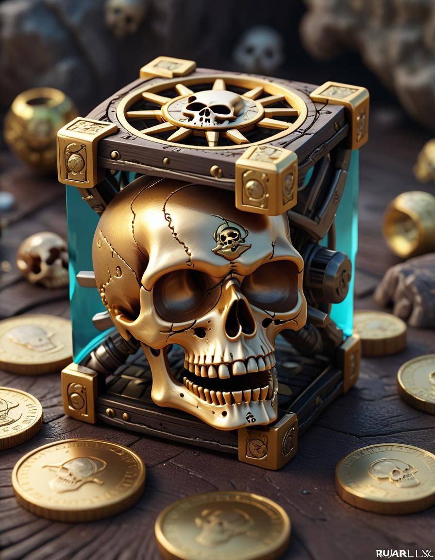 Gold pirate cube - AI Generated Artwork - NightCafe Creator