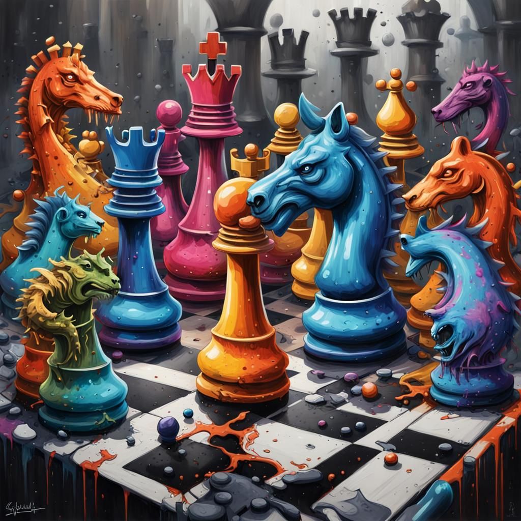 Epic Chess battle 02 - AI Generated Artwork - NightCafe Creator