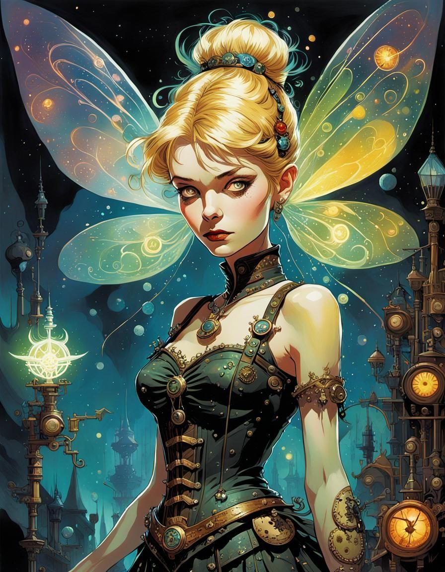 Gothic Steampunk Tinkerbell ; ultra detailed concept art by Philippe ...