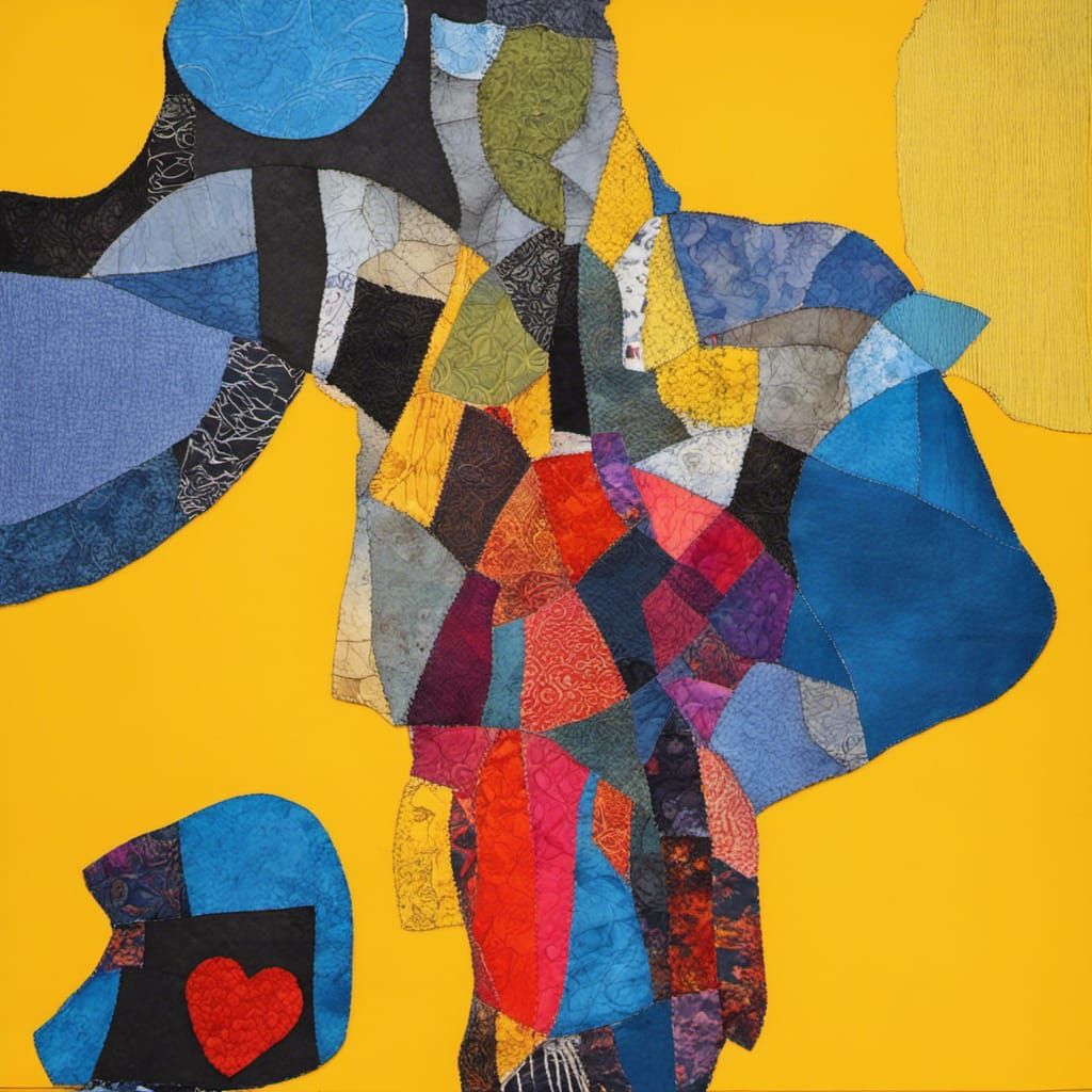 silhouette textile artworks, like patchwork assemblages, that illustrate the diversity and ...