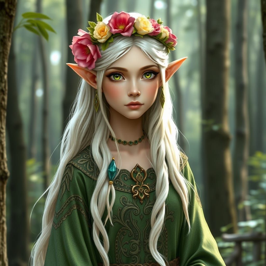 Tall, blond, young, high elf princess wearing intr... - AI Art