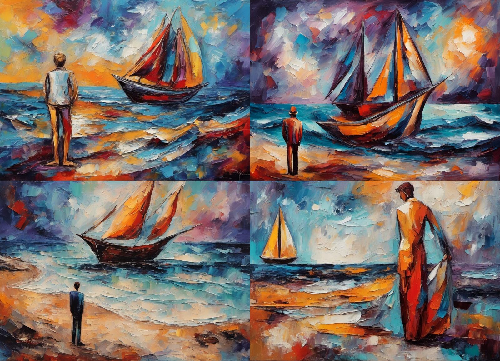 beautiful surreal, spiro cubist masterpiece a lad standing on a beach ...