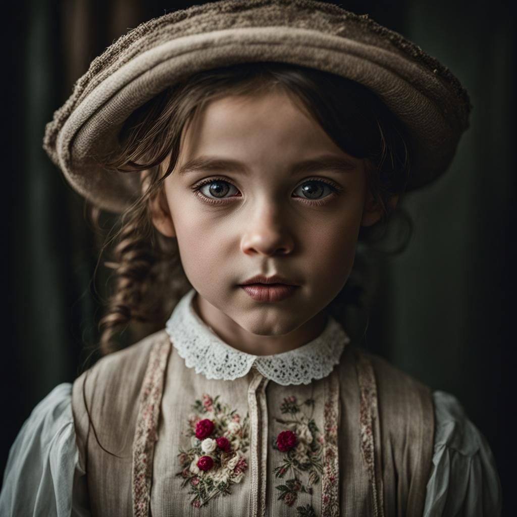 The Orphan Girl In Her Embroidered Frock - AI Generated Artwork ...