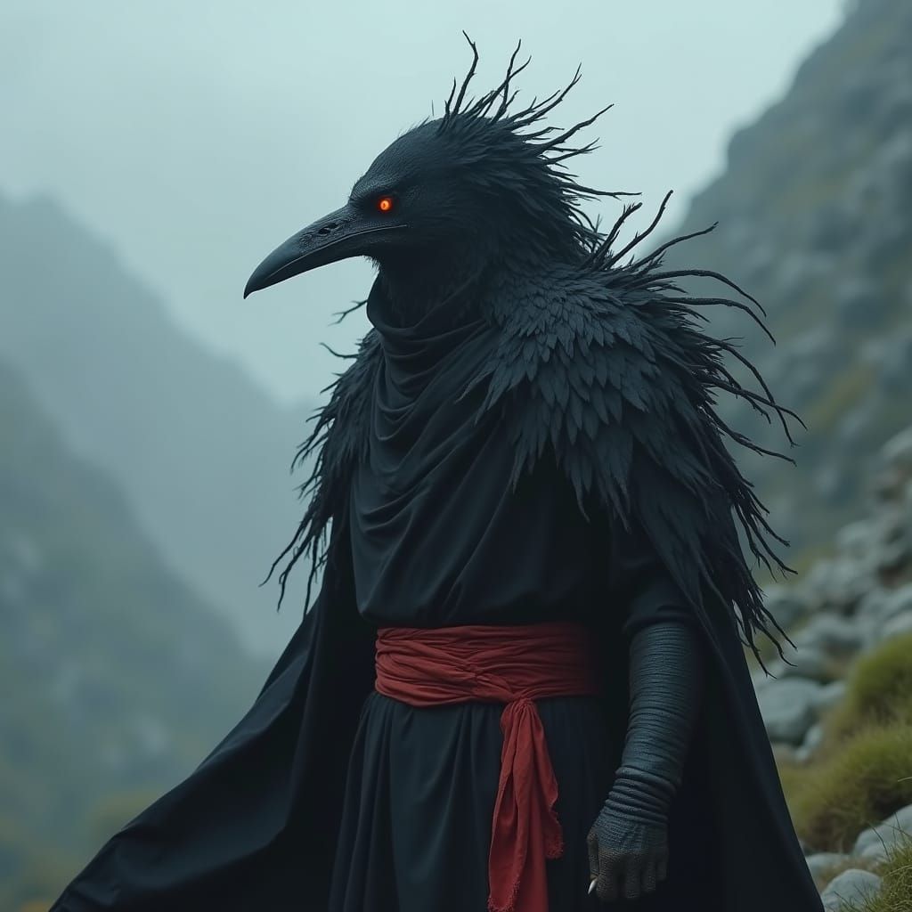 Dark Monk Transformed by Crow Demon's Soul - AI Art